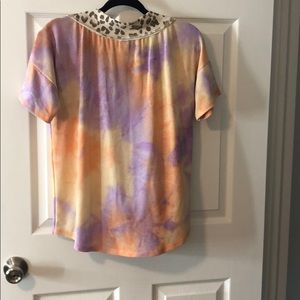 7th Ray | Tops | Short Sleeve Tie Dye Leopard Print Topsm | Poshmark